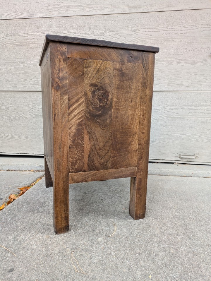 Vintage Rustic Farmhouse Asian Solid Wood Nightstand Table Chest of ...