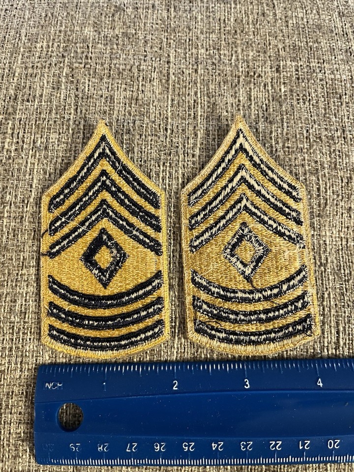 Pair Korea War Era First Sergeant Enlisted Rank Patches Blue And Yellow ...