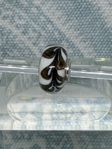 Authentic Trollbeads OOAK Gold Swirling Hearts on White CC, New & Small ...
