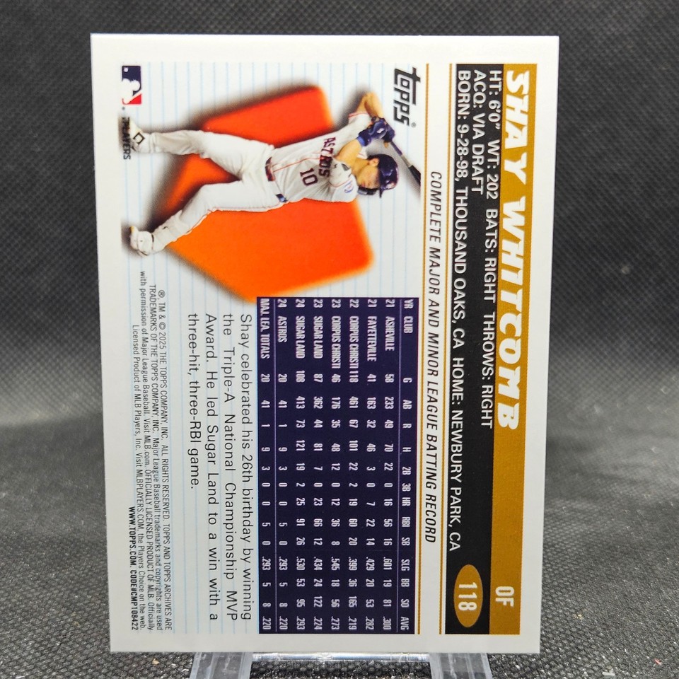 Shay Whitcomb 2025 Topps Archives 1996 Pink Foilboard Rookie Houston Astros #118 | eBay