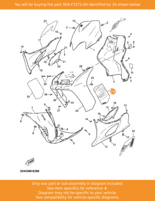 YAMAHA Graphic, Front Fender 1, 3D4-F1571-00 OEM CS50 | eBay