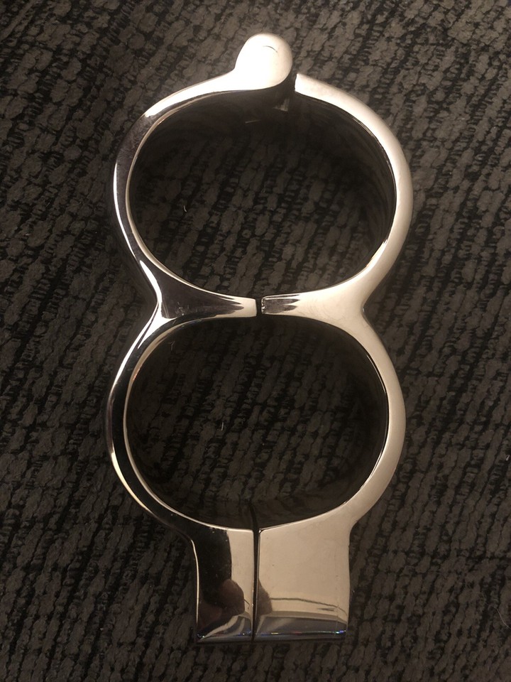 Heavy Snap-Lock Handcuffs Polished Secure Shackles 2x Unique Keys 7.3 ...