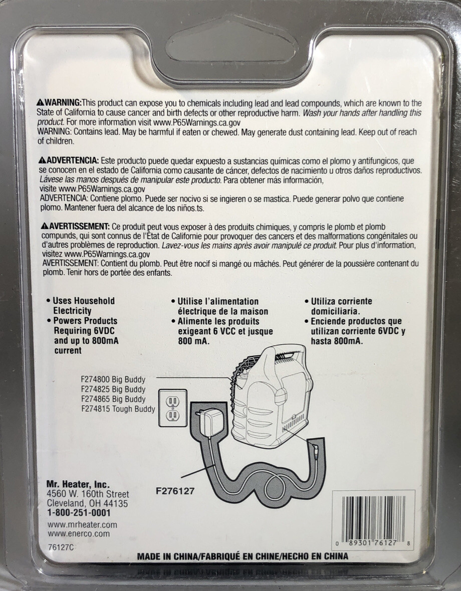 SHIPN24HR-Mr Heater F276127 AC Power Adapter For Big Buddy/Buddy ...