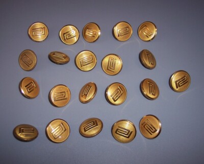 LOT (21X) *PENN CENTRAL* WATERBURY 1-INCH CONDUCTOR BRASS UNIFORM ...