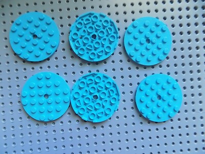 Lego Medium Azure Plate 6x6 Round With Hole 6 pieces 11213 | eBay