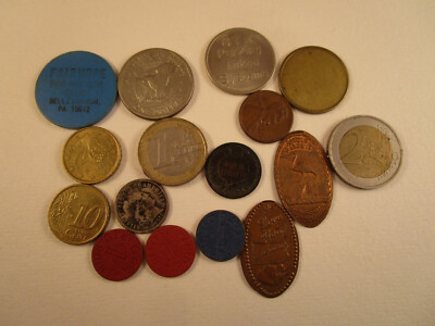 Vintage Lot Barber Dime Opa Tokens Euro Coins Susan B Anthony Dollar ...