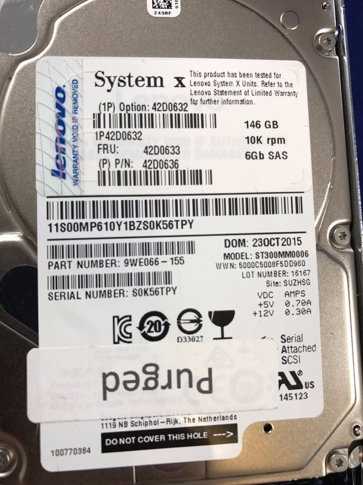 IBM 146gb 2.5" Hard Drive 42D0632 42D0633 10K sas sff 6gbps hs 42D0636 ...