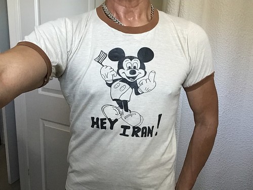 Hey Iran Mickey Mouse Middle Finger Shirt Vintage USA Brown Ringer ...