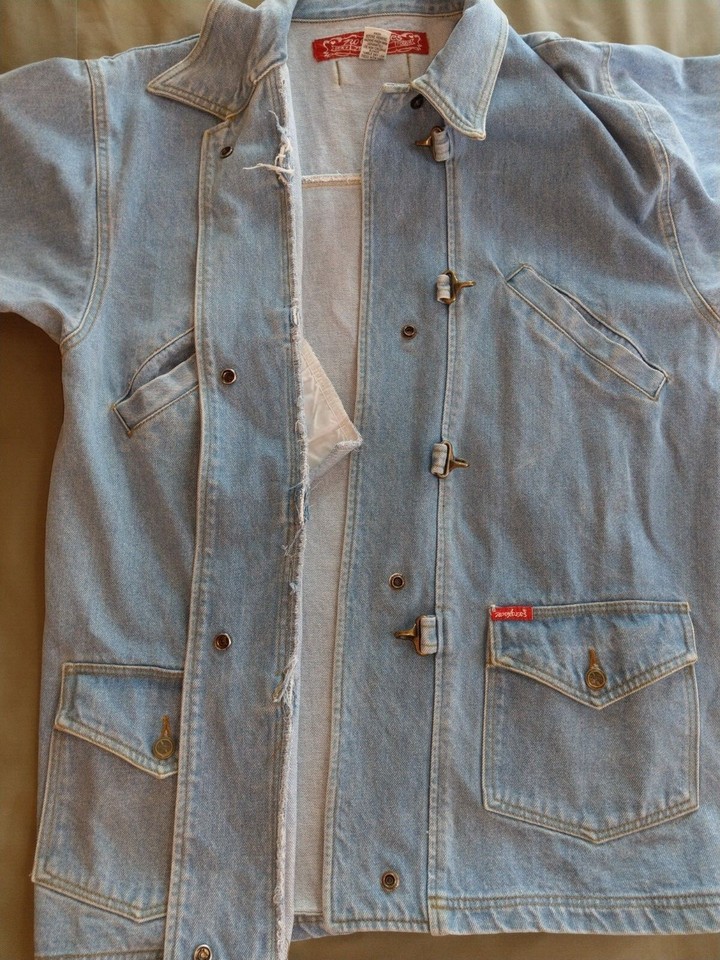 No Excuses Sexy Jeans Wear Tough Large Denim Jean Jacket Snaps Clasps ...