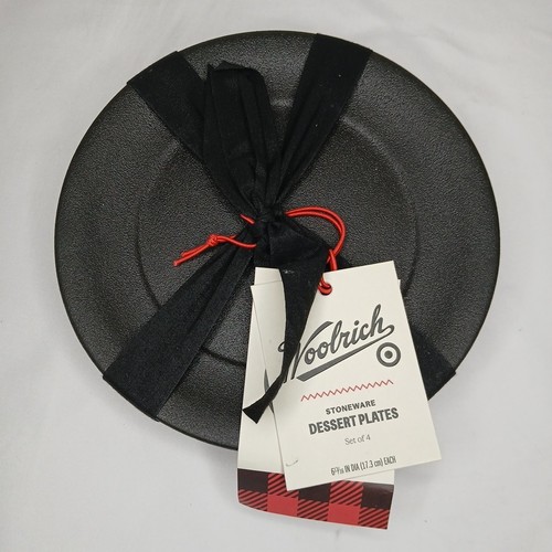 Woolrich X Target Set Of 4 Black Stoneware Dessert Plates New Lodge ...