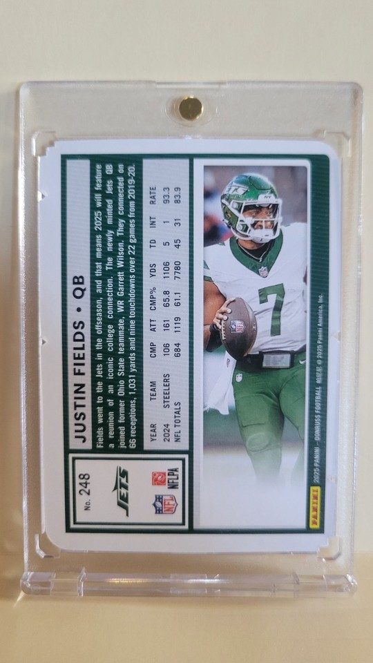 2025 Panini Donruss Justin Fields Press Proof Gold Die-Cut /25 Jets | eBay
