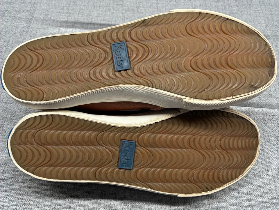 Keds Double Decker Shoes Sneakers Brown Leather Slip-On Womens Size 6.5 ...