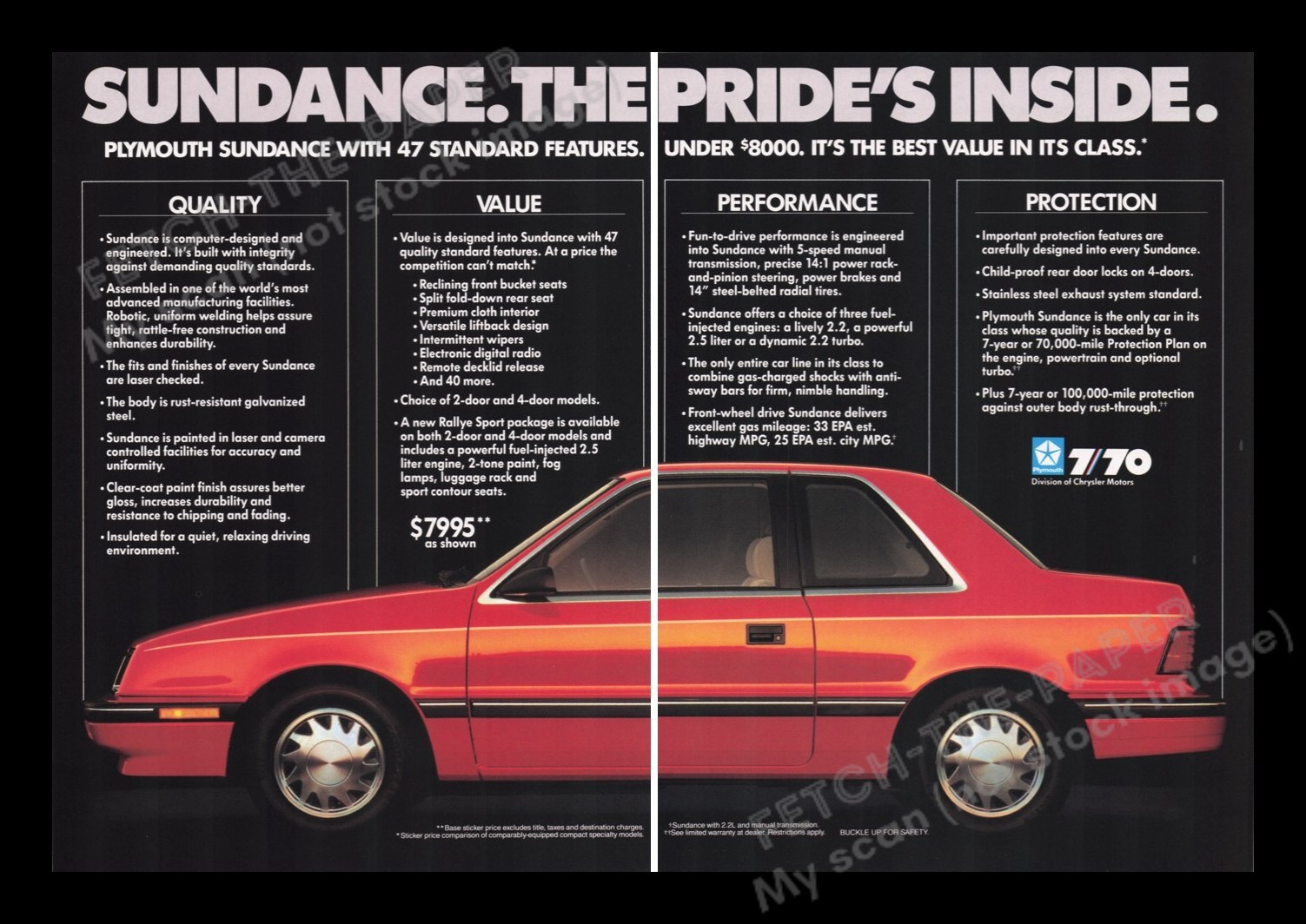 Plymouth Sundance 1980s Print Advertisement Ad (2 pages) 1988 Car 47 ...