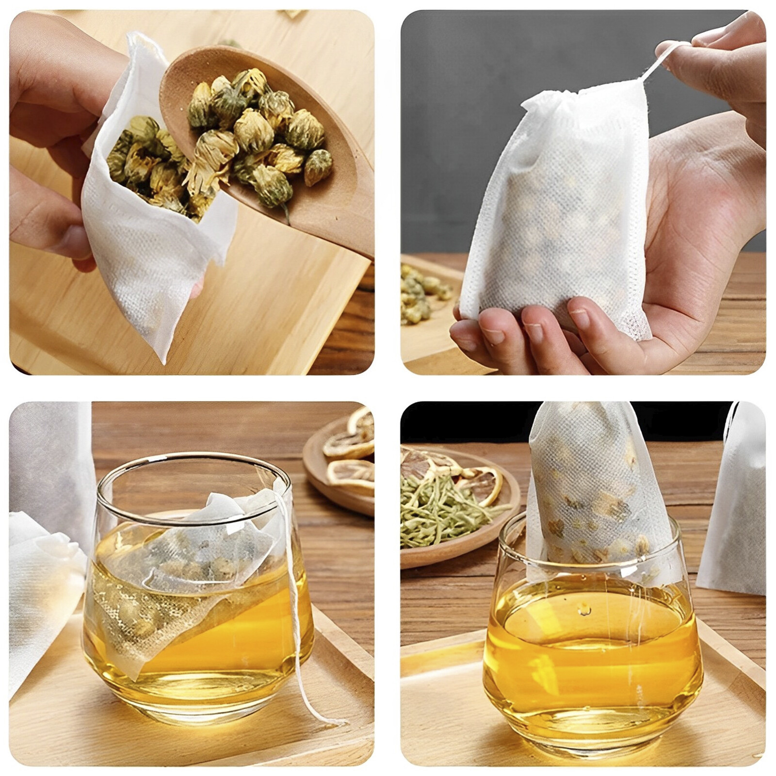 1000X Tea Bags Tea Filter Bags w/ Drawstring Heat Resistance Non-Woven ...
