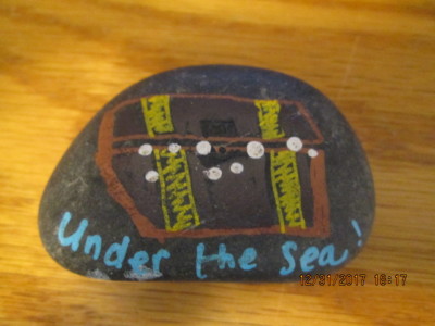 Painted rock "Under the Sea" with painted treasure chest on rock | eBay