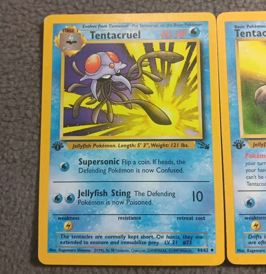 X3 First Edition 1999 Pokemon Trading Cards Tentacruel, Tentacool ...