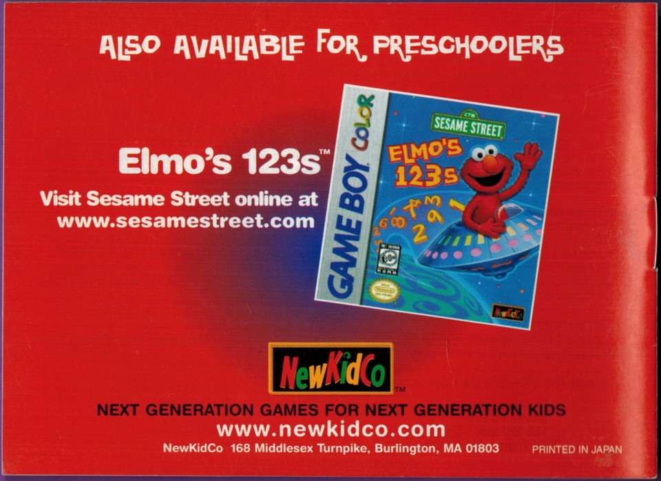 Sesame Street: Elmo's ABCs (Nintendo Game Boy Color, 1998) Booklet ONLY ...