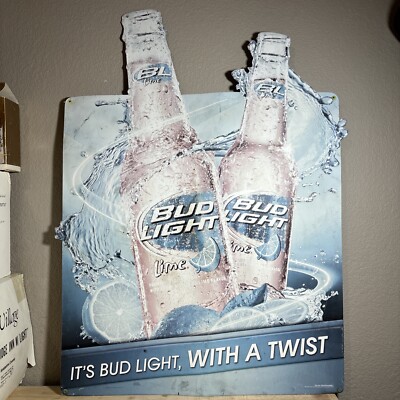 Bud Light Lime BEER SIGN Bottles tin embossed 2012 RARE Sun Faded | eBay