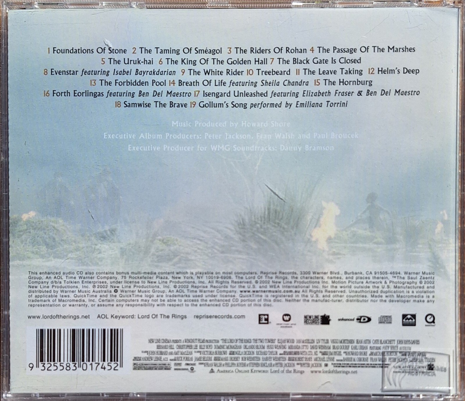 THE LORD OF THE RINGS: THE TWO TOWERS Original Movie Soundtrack CD 2002 ...