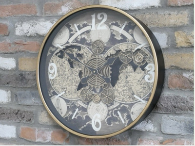Large Wall Clock With Moving Cogs And Gears | eBay UK
