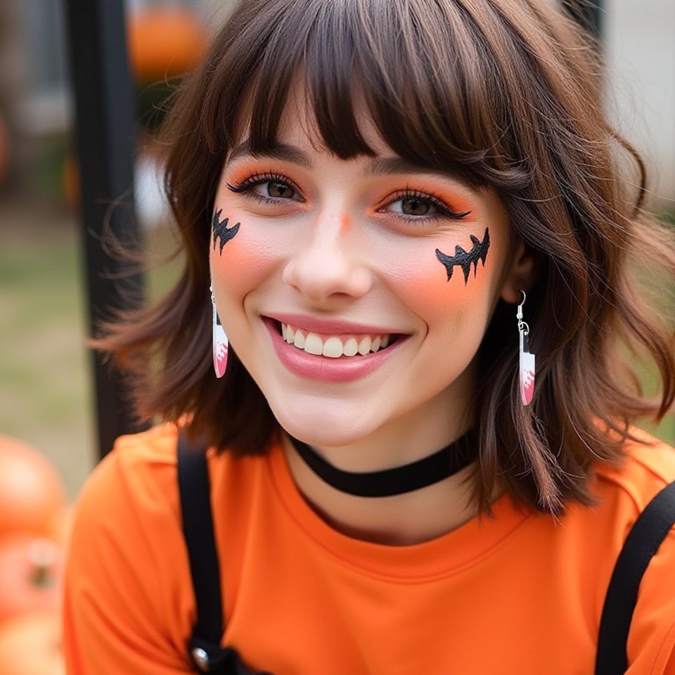 Halloween Terror Knife Earrings Skeleton Skull Dangle BOO Ghost Witch ...