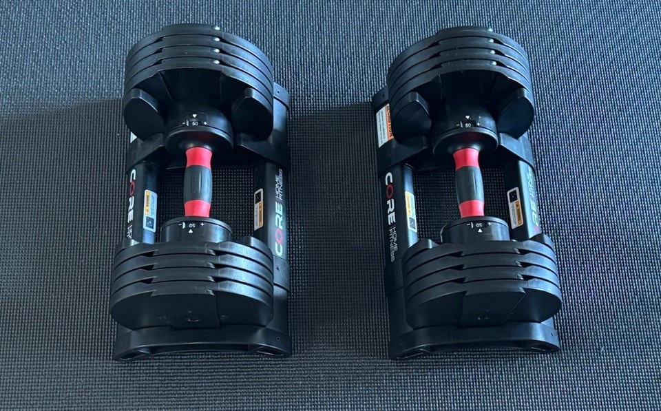 Core Fitness Adjustable Dumbbell Weight Set, Space Saving Home Weight ...