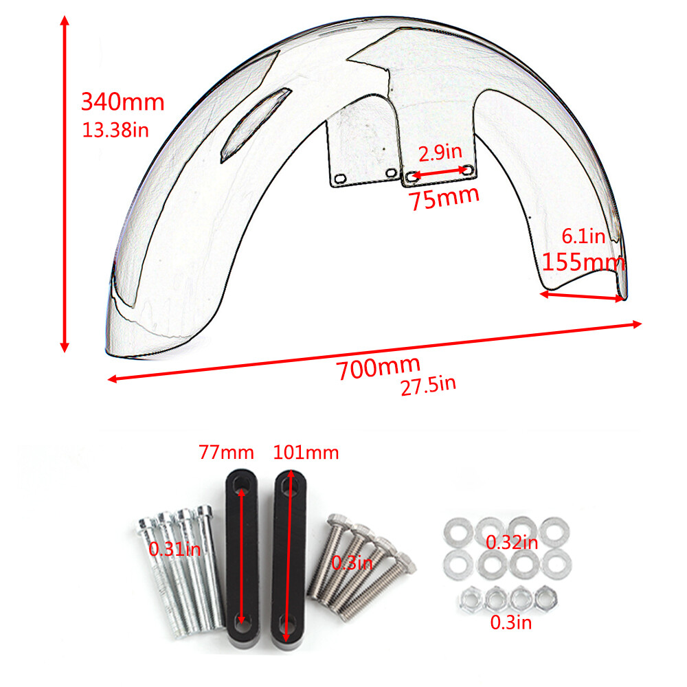 19" Wheel Wrap Vivid Black Front Fender For Harley Touring CVO Road ...