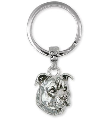 Pit Bull Jewelry Sterling Silver Handmade Pit Bull Key Ring PT11-KRE | eBay