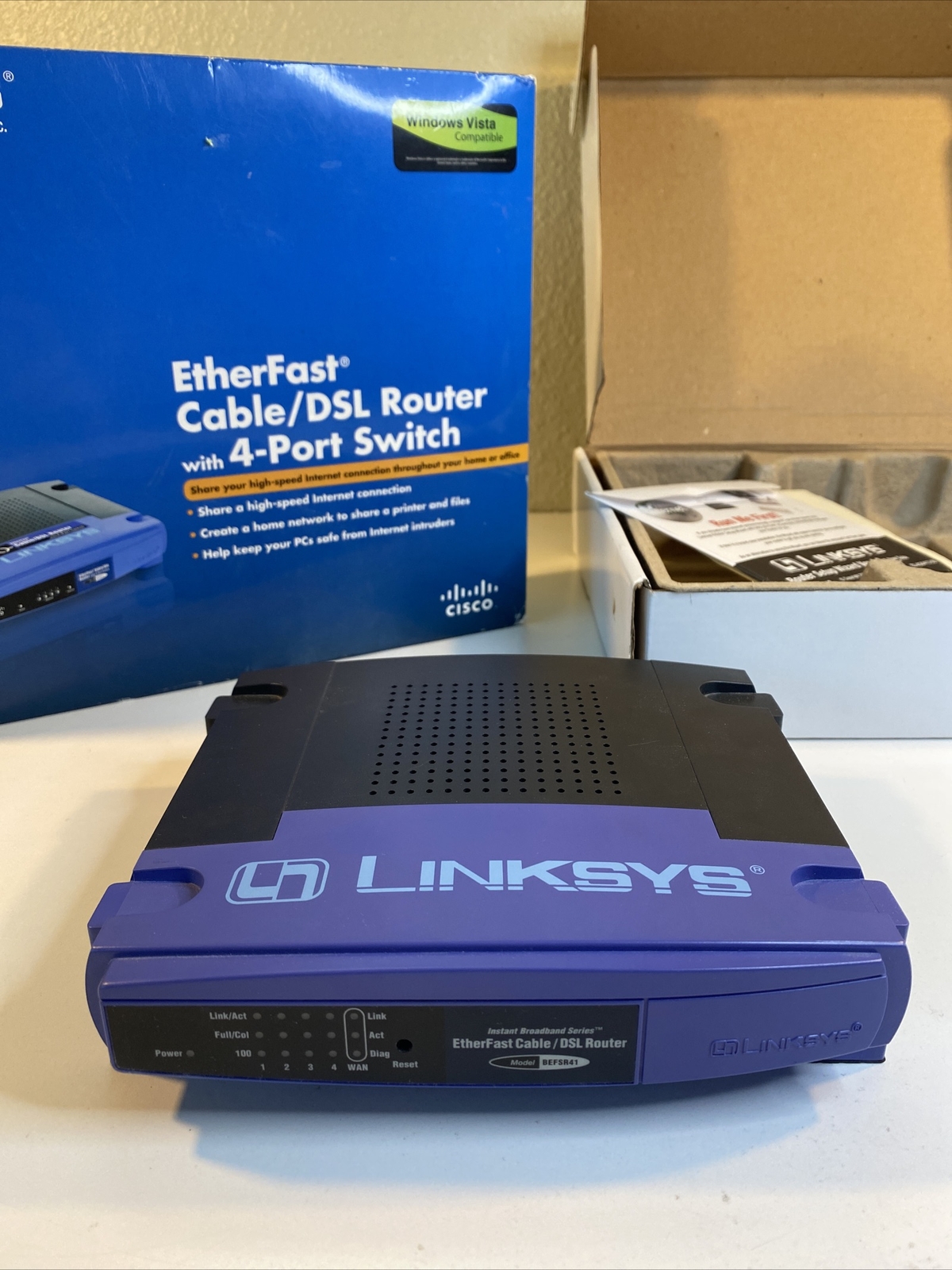 Linksys BEFSR41 4-Port 10/100 Wired Router (BEFSR41 v2) Cable/ DSL No ...