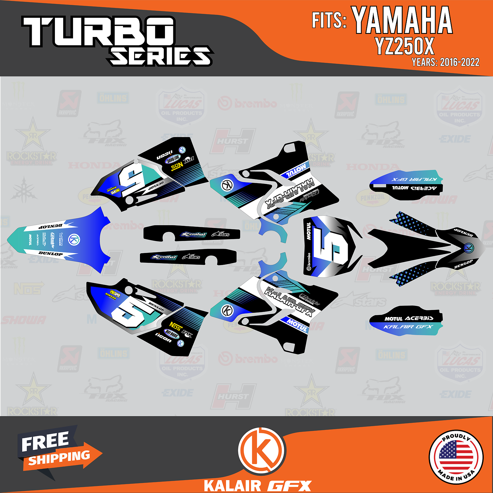 Graphics Kit for Yamaha YZ250X (2016-2022) Turbo-teal | eBay