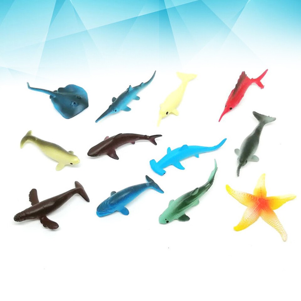 12 Pcs Plastic Fish Model Kids Educational Toys Fish Toys Tropical Fish ...