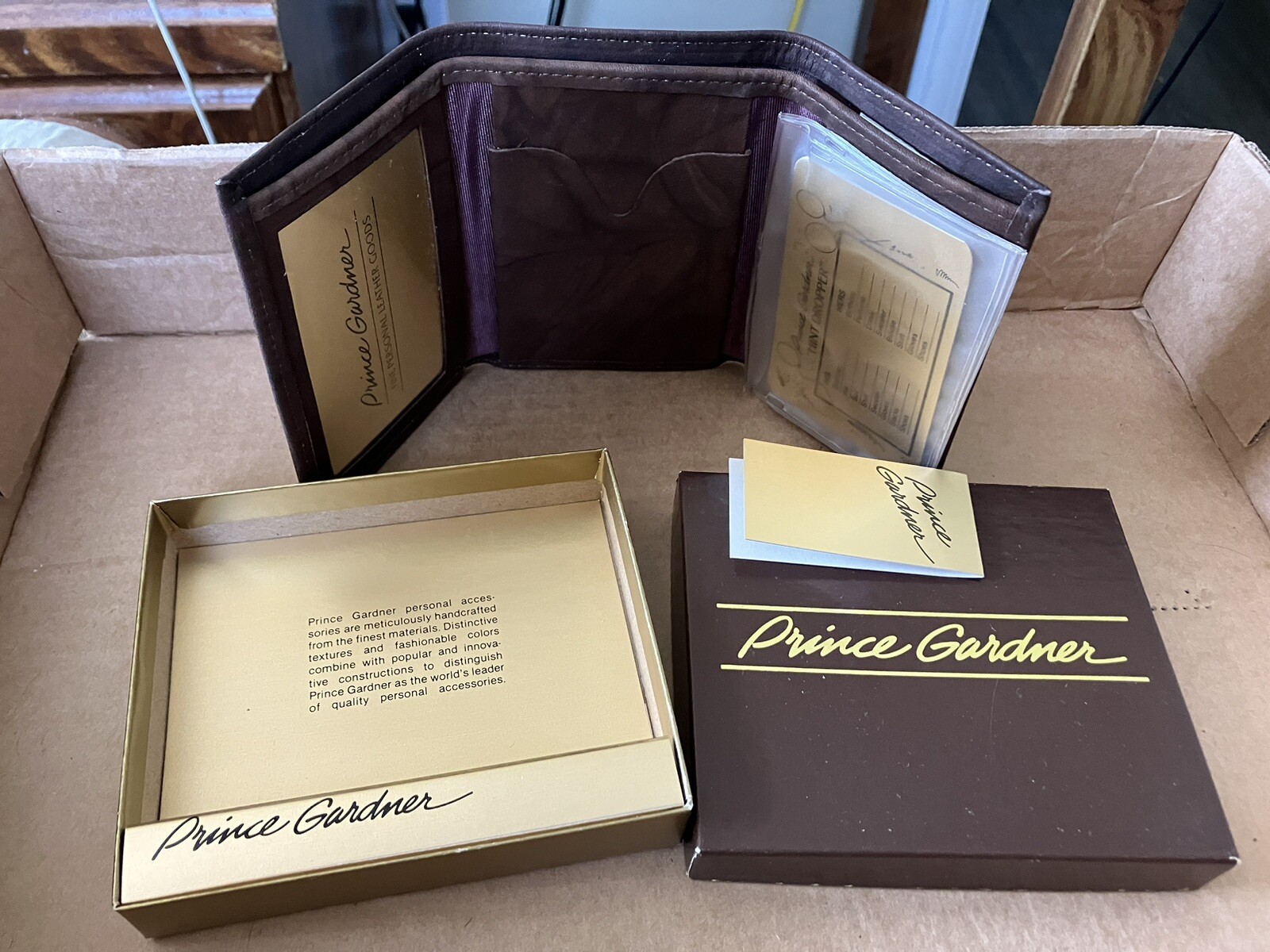 Prince Gardner Brown Leather Wallet w/Box~Unused~New--Free Ship | eBay