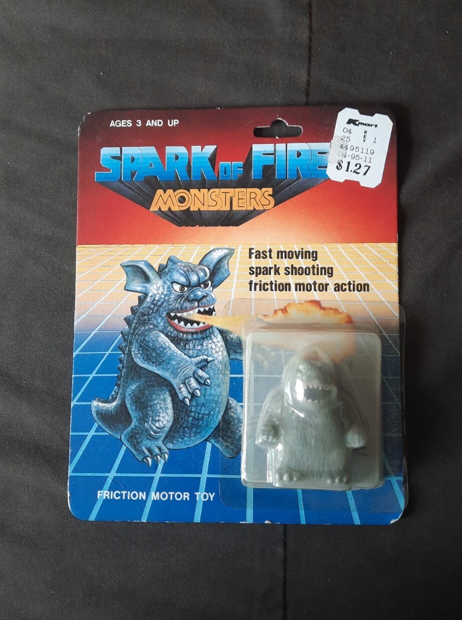 RARE Spark Of Fire Monsters KO Godzilla FRICTION TOY Sparking MOC Dusty ...