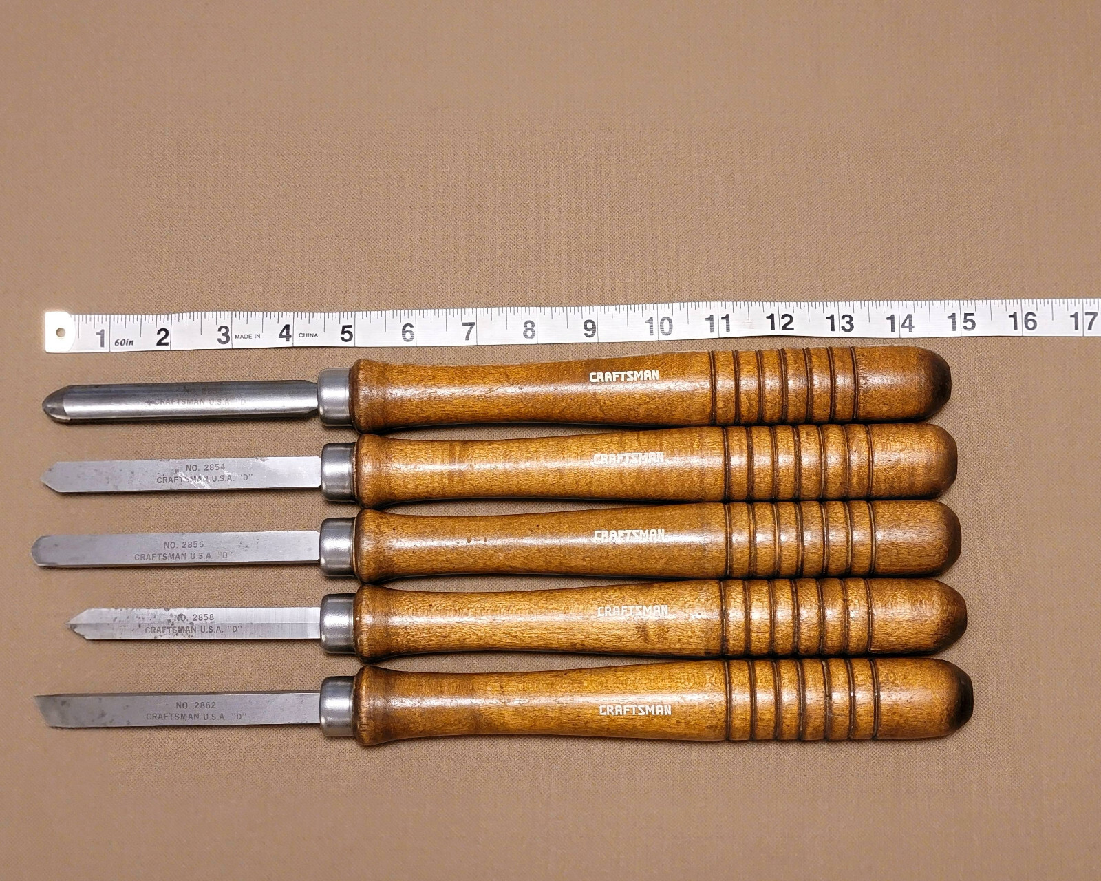#11 Vtg Lot Craftsman USA Set 5 pc 14 1/2” Wood Lathe Turning Tools ...