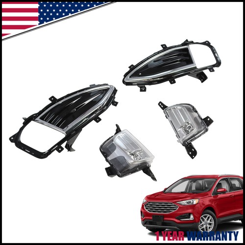 Pair LED Front Bumper Fog Lights Lamp w/ Cover Bezel Kit For Ford Edge ...