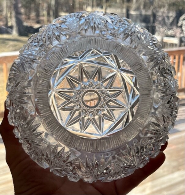 ABP Clark Cut Glass Rose Bowl Pointed Star Pattern Patented 1890 | eBay