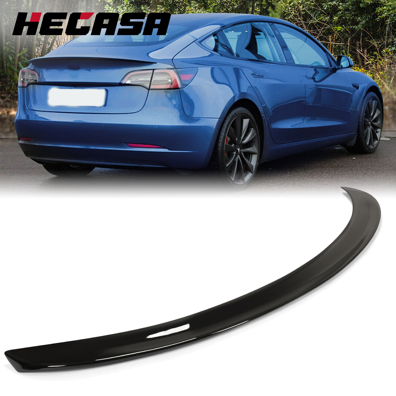 HECASA For 2017-2023 Tesla Model 3 Rear Trunk Lip Spoiler Wing - Gloss ...