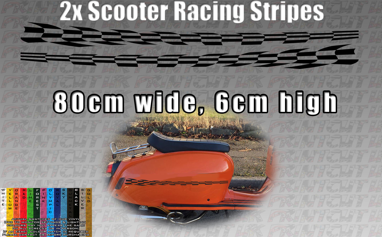Scooter Racing Stripes Stickers for Scomadi, Vespa Lambretta, LML Royal ...