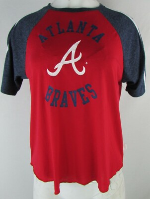 Atlanta Braves Women's Cracked Ink Screen Print Crop Top in Red MLB | eBay