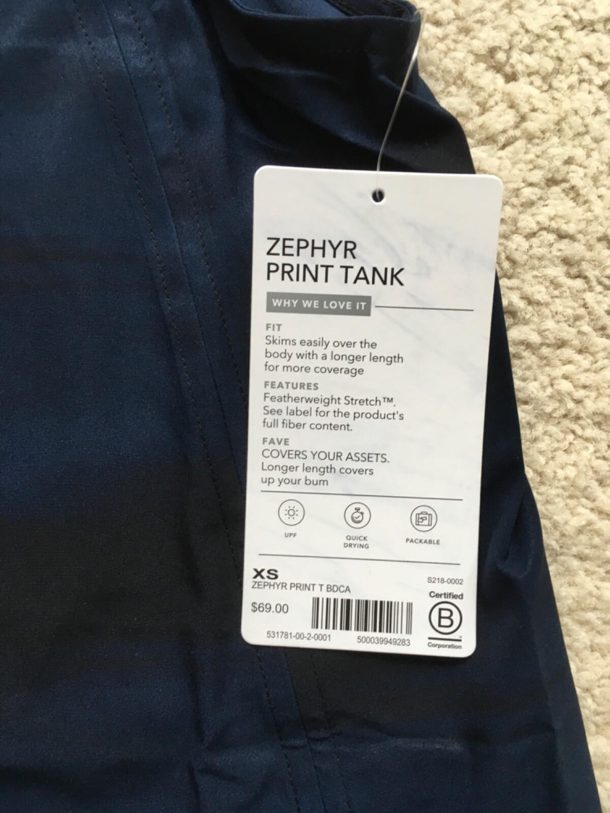 WOMEN'S ATHLETA ZEPHYR PRINT TANK IN BLURRED CAMO NAVY SIZE XS NEW WITH ...