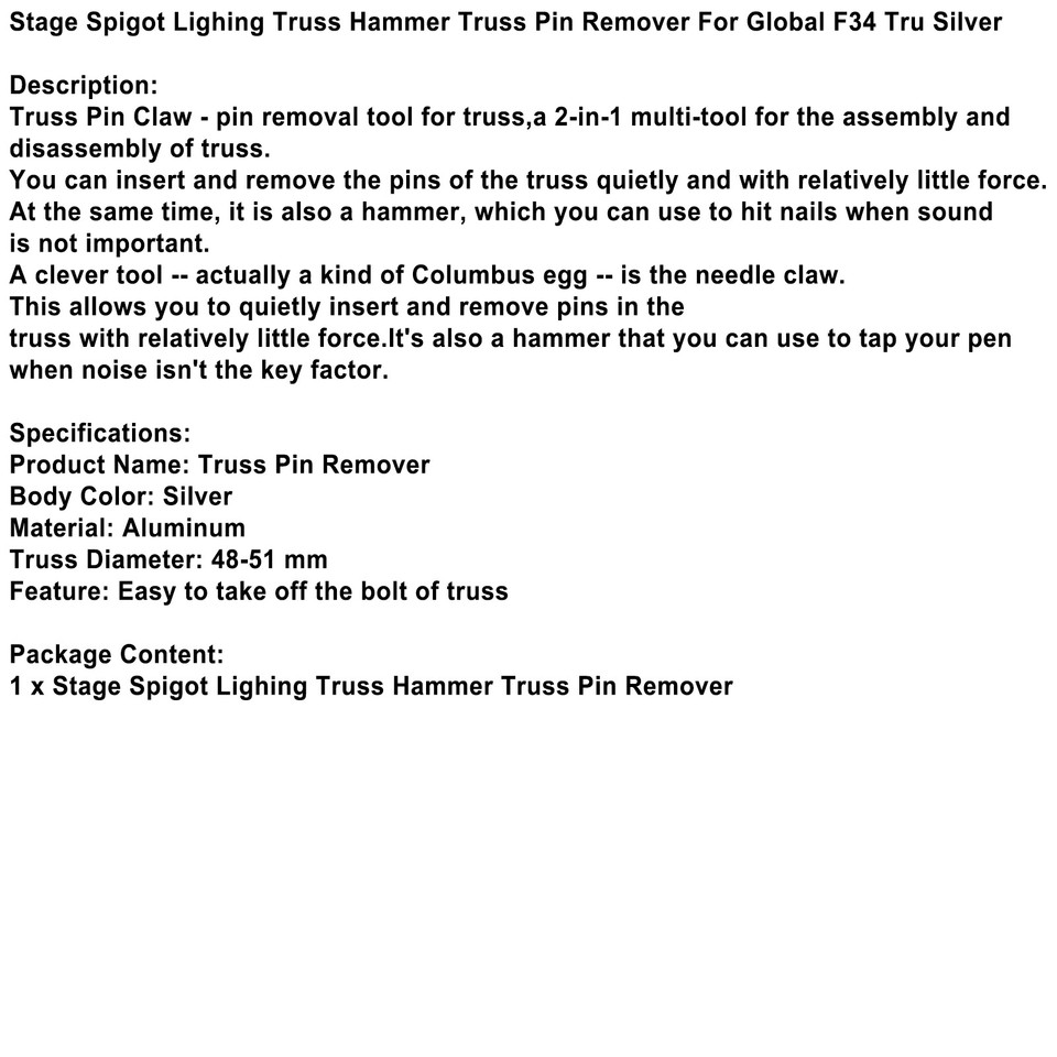 Stage Spigot Lighing Truss Hammer Truss Pin Remover Fits Global F34 Tru ...