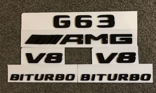 Gloss Black G63 AMG V8 BITURBO Sticker Decal Emblem Badge Pack for G63 ...