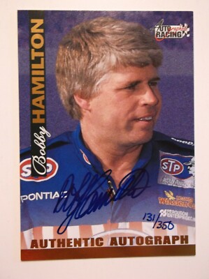 1996 SCOREBOARD CERTIFIED AUTOgraphed NASCAR RACING BOBBY HAMILTON CARD ...