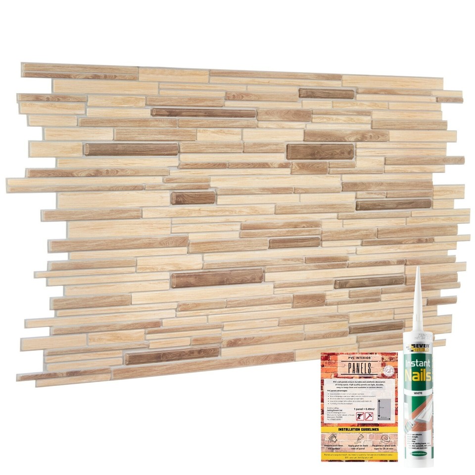 Stone Brick Effect PVC Plastic Wall Covering Panels Decorative Cladding ...