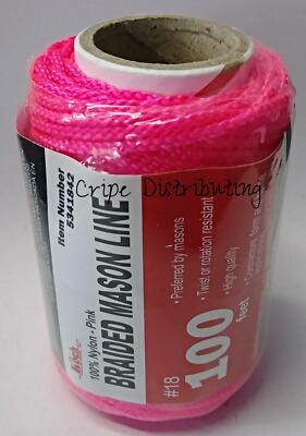 Koch Industries 5341842 100% Nylon Pink Braided Mason Line #18 100 Feet ...