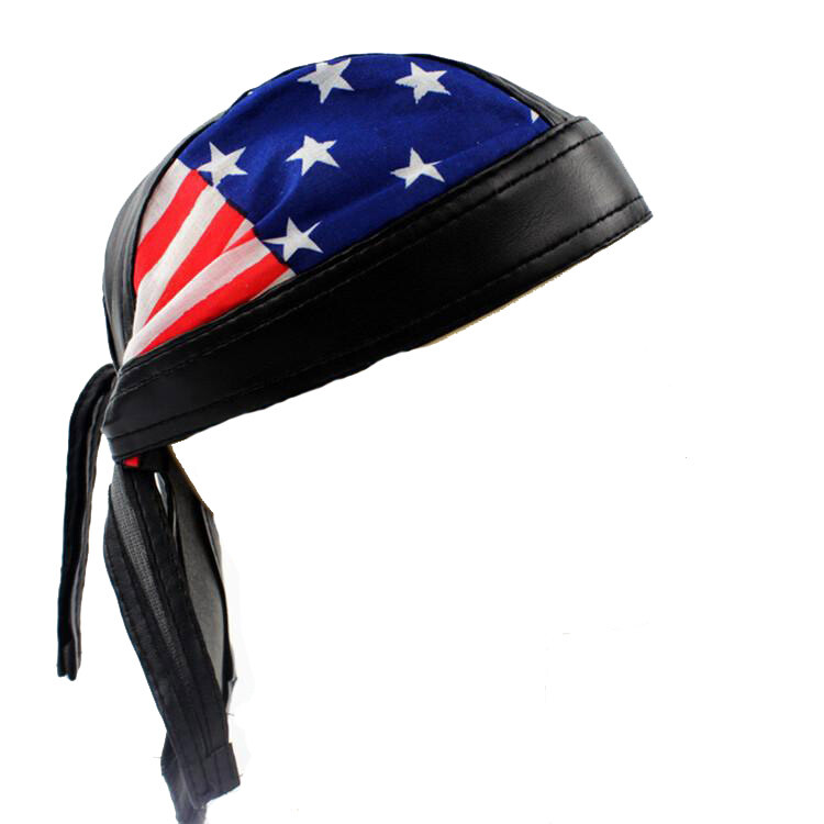 SKULL CAP Biker Cotton Faux Leather Motorcycle Bandana Head Wrap Du Do ...