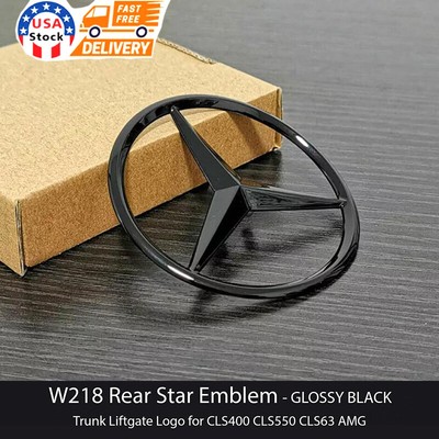 W218 Mercedes GLOSS BLACK Star Emblem Rear Trunk Lid Logo Badge AMG ...