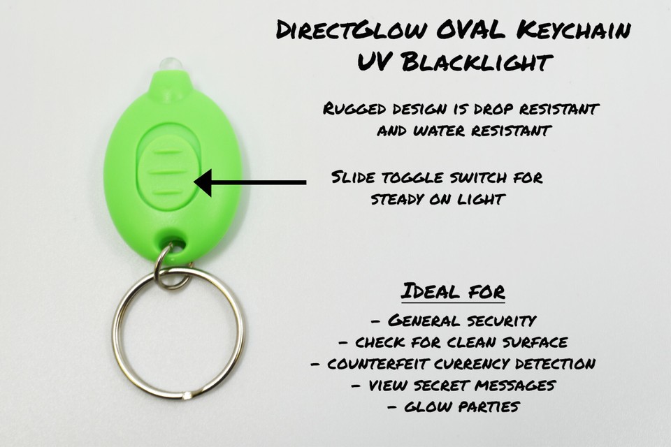 Opticz Oval UV Torch LED Keychain Flashlight UltraViolet Blacklight ...
