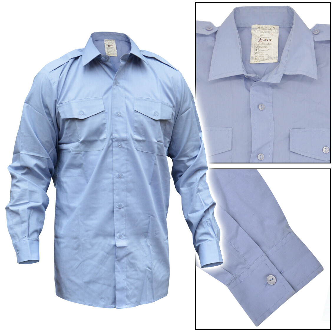 RAF ROYAL AIR FORCE BLUE MAN'S SHIRT WORKING DRESS SHORT & LONG BRITISH ...