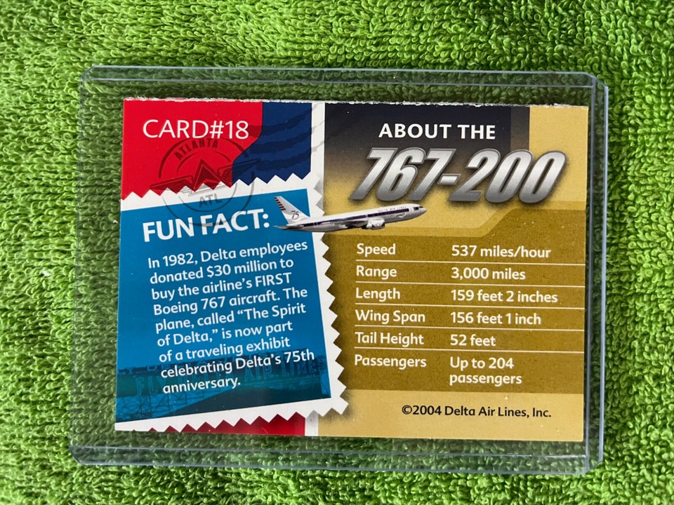 Delta Air Lines Boeing 767-200 Aircraft Pilot Trading Card #18 Delta ...